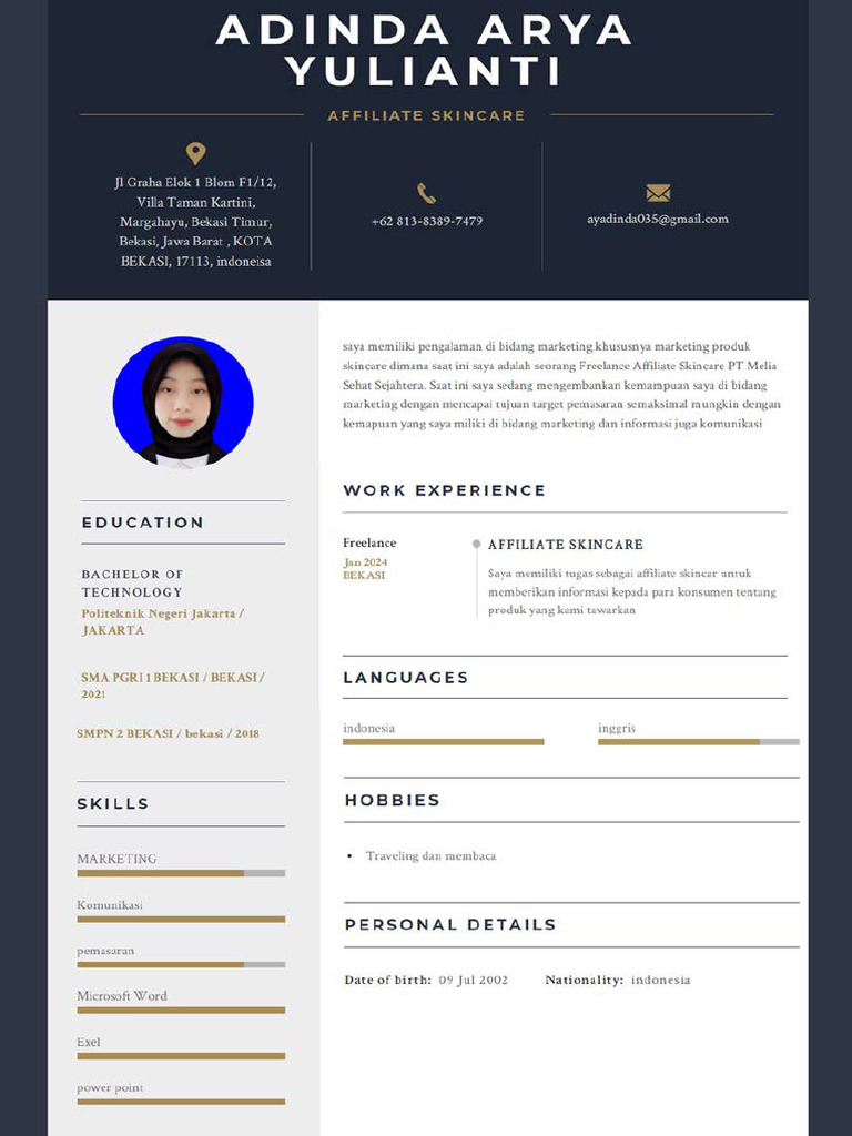 CV Adinda Arya Yulianti | PDF