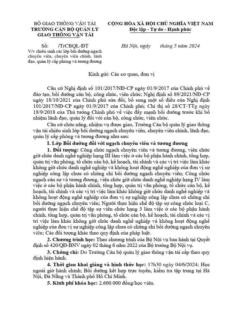 Chieu Sinh Lop QLNN T6.2024 | PDF