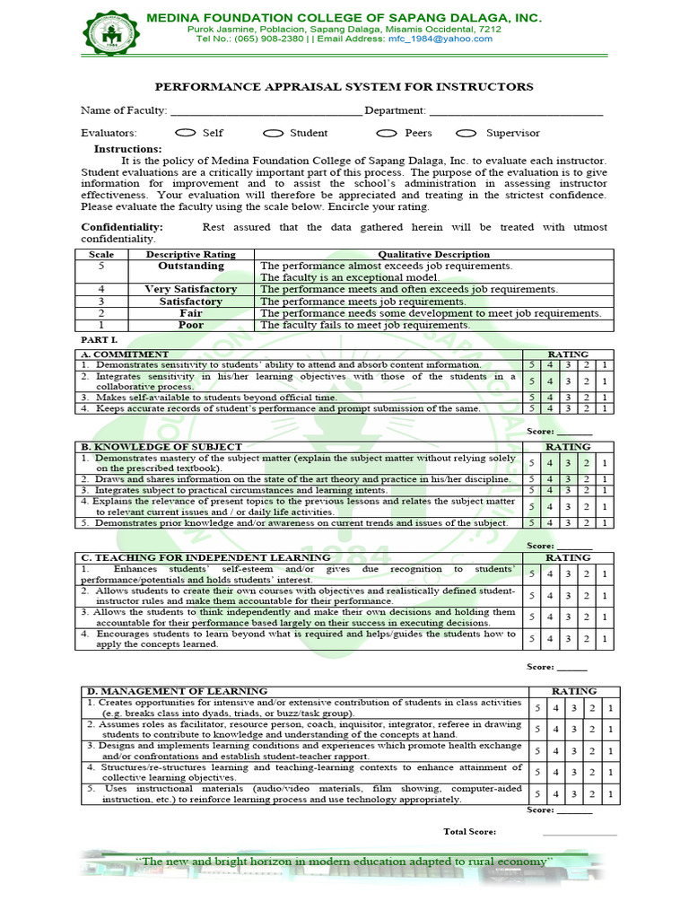 Faculty Evaluation Form Original | PDF | Learning | Teachers