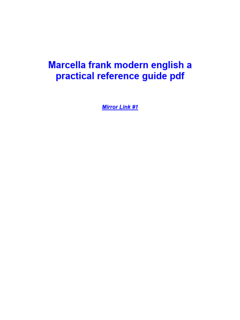 Marcella Frank Modern English A Practical Reference Guide Pdf Pdf