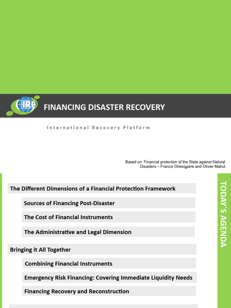 Disaster Recovery Financing Strategies | PDF | Insurance | Reinsurance