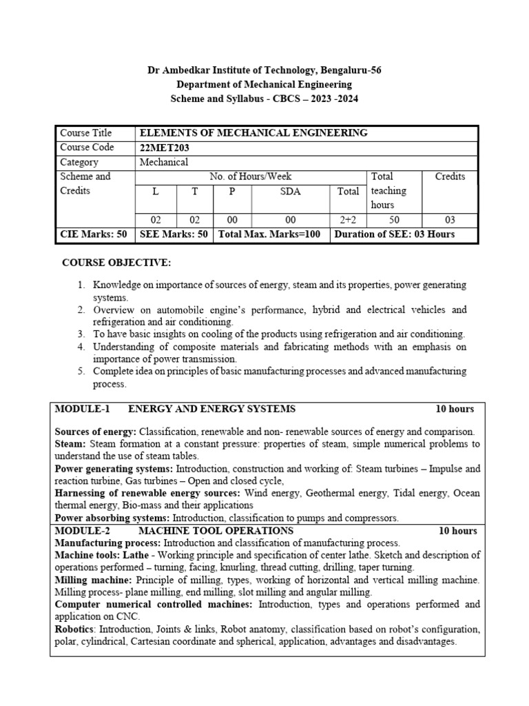 Syllabus Mechanical IInd Sem | PDF | Energy Development | Machines