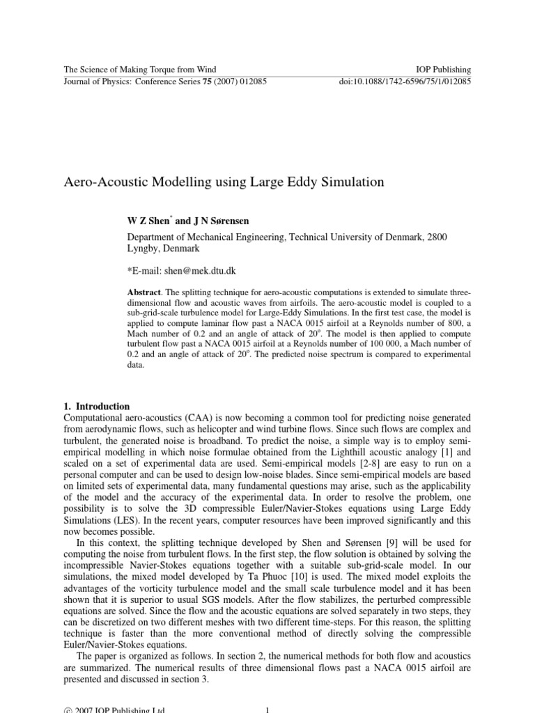 Aero-Acoustic Modelling with LES | PDF | Teaching Methods & Materials