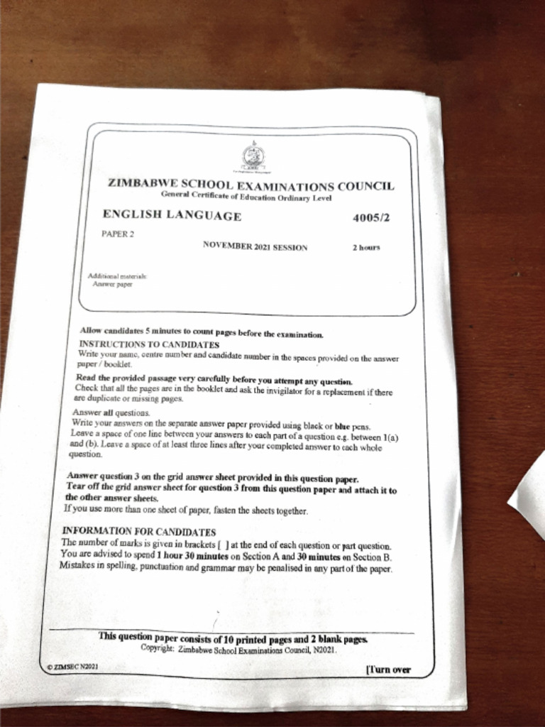 English Paper 2 | PDF