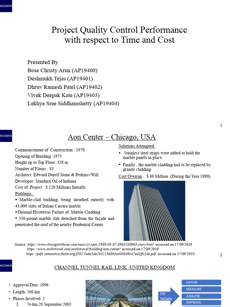 Project Quality Control Performance With Respect To Time and Cost | PDF