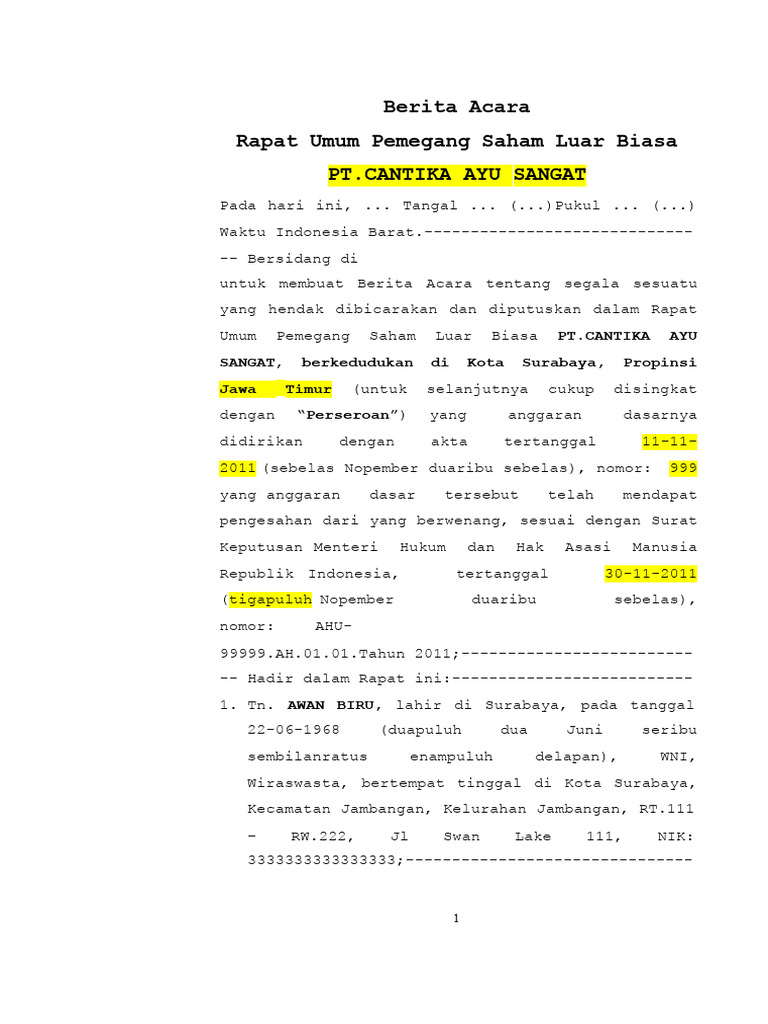 Berita Acara Rapat | PDF