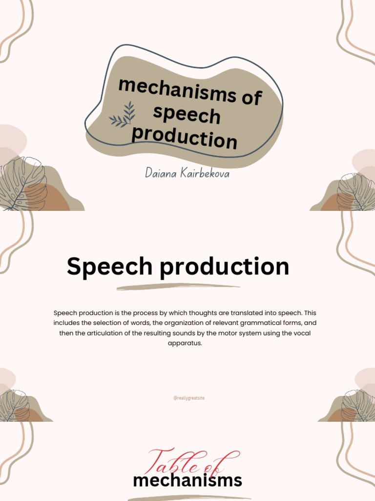 Mechanisms of Speech Production | PDF | Larynx | Speech