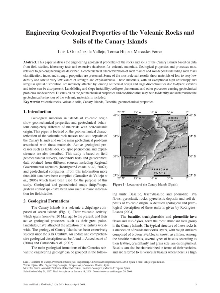 Engineering Geological Properties of The Volcanic Rocks and Soils of ...