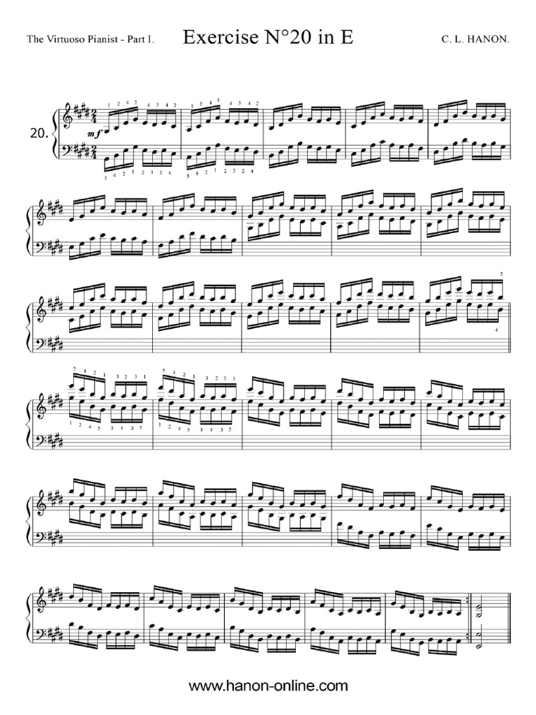 HANON Exercise+N°20+in+E | PDF
