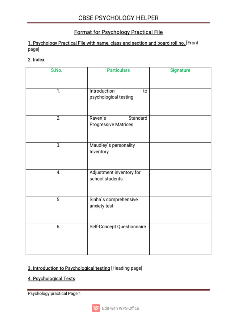 Psychology Practical File Class Xii | PDF Psychology Practical File Class Xii | PDF