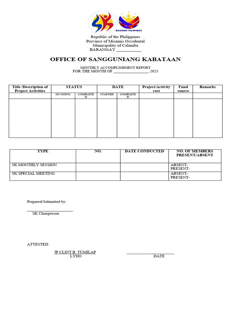 SK Accomplishment Report 2023 | PDF