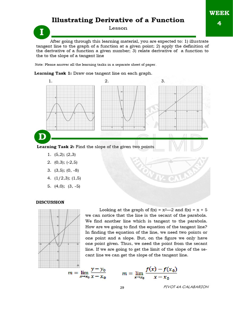 Derivatives and Tangent Lines Lesson | PDF | Tangent | Slope
