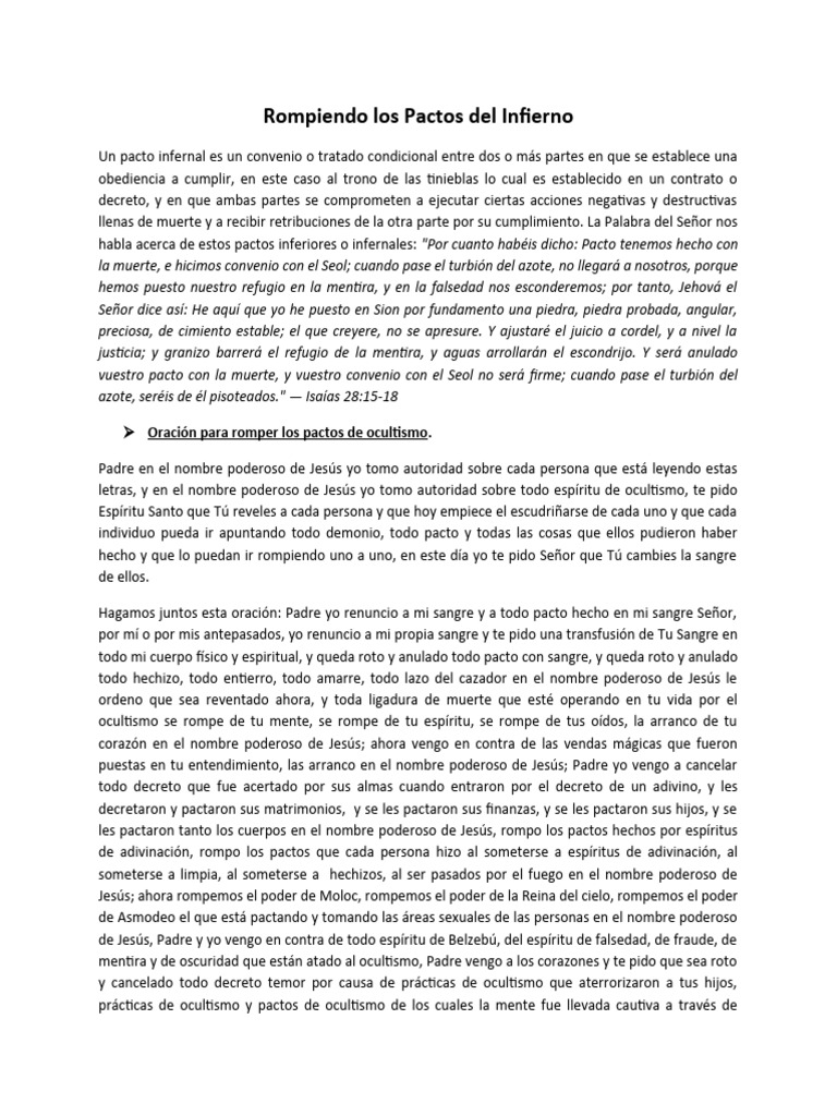 Rompiendo Pactos de Ocultismo y Maldición | PDF | Brujería | Oración