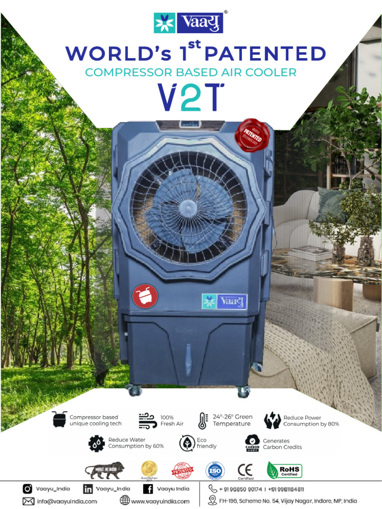 Vaayu V2T: Patented Air Cooler Specs | PDF | Sustainable Technologies ...