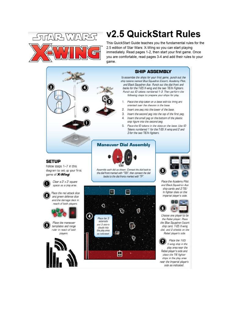 Star Wars - X-Wing 2.5 QuickStart Rules | PDF