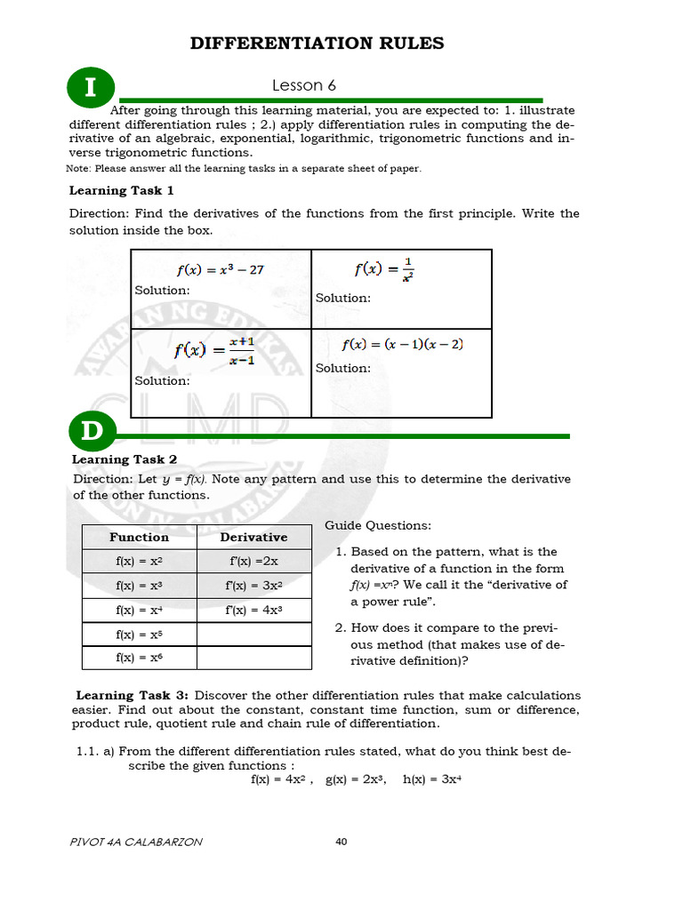 3 - Differentiation Rules | PDF | Derivative | Function (Mathematics)