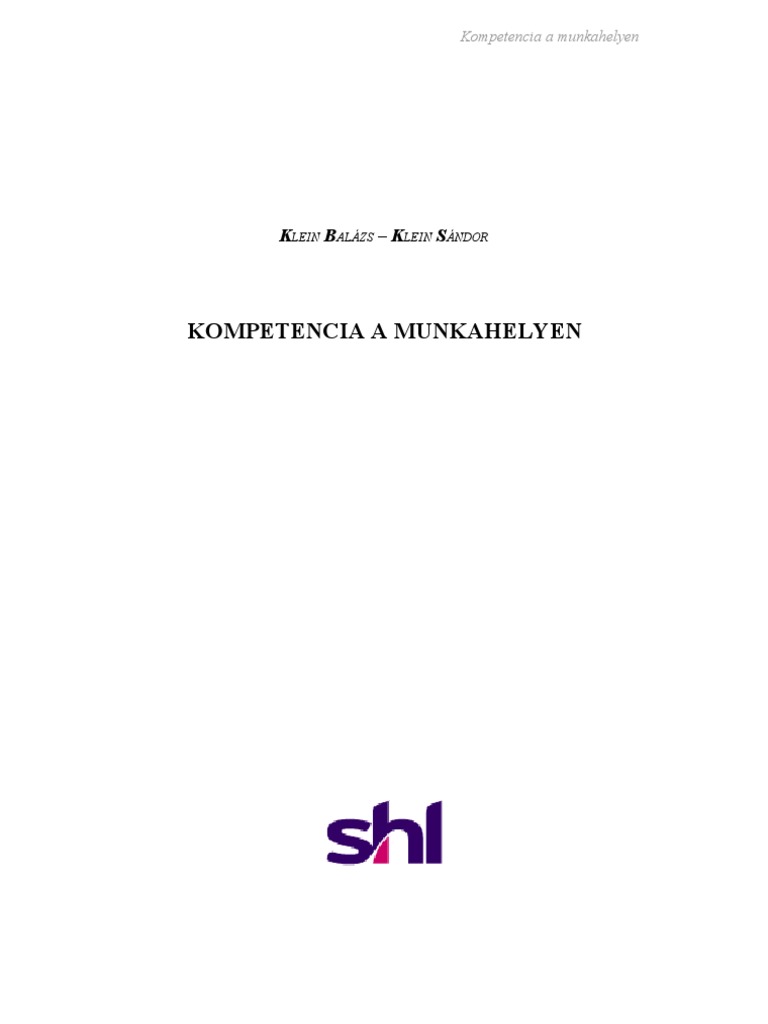 Klein Balazs Klein Sandor Kompetencia A Munkahelyen | PDF