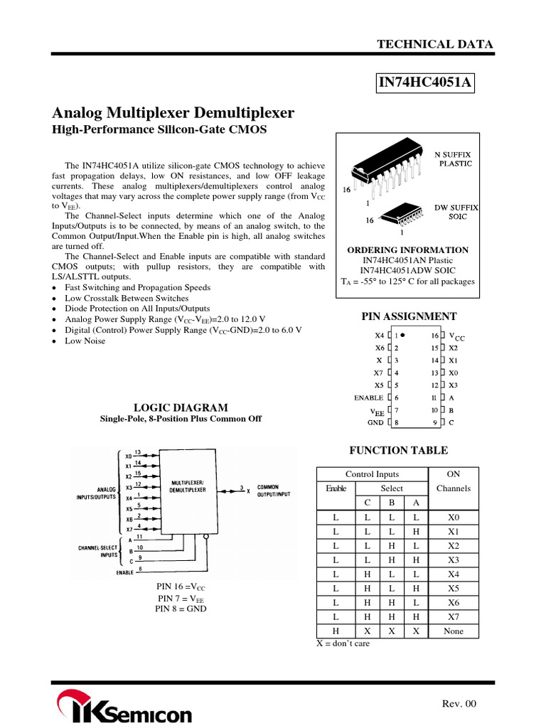 HC4051A | PDF | Cmos | Computer Engineering