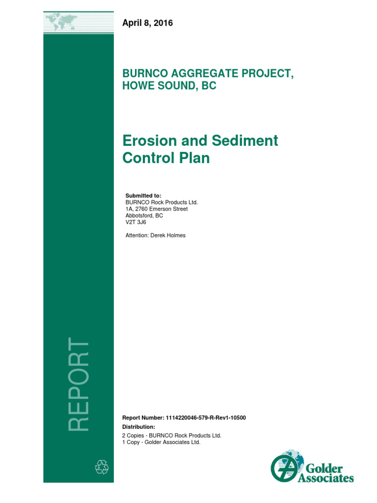 Erosion and Sediment Control Plan: Burnco Aggregate Project, Howe Sound ...