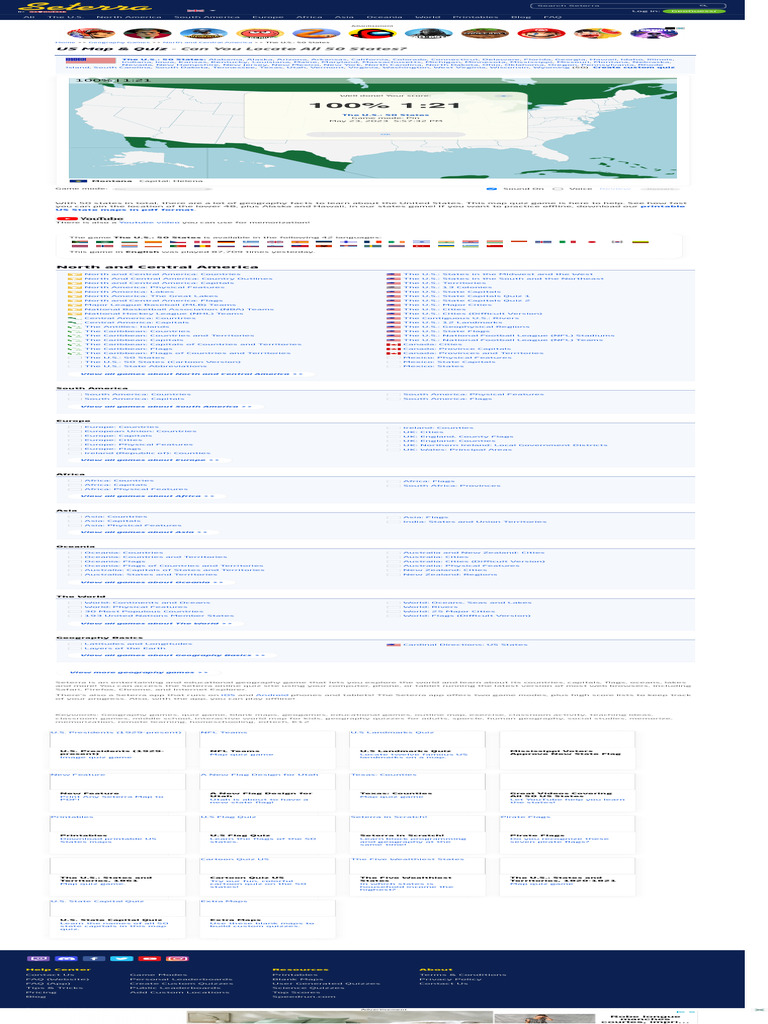US Map & Quiz - Can You Locate All 50 States - Seterra | PDF | Oceania ...