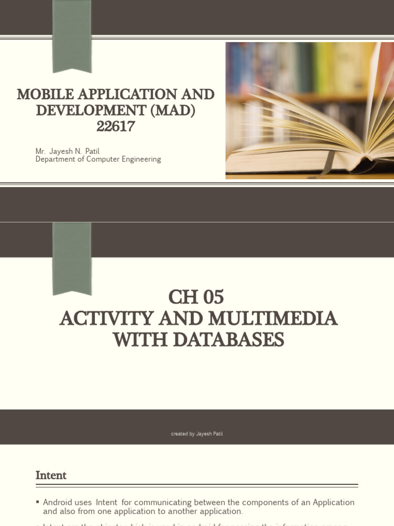 CH 05 Activity and Multimedia With Databases | PDF | Mobile App | Android (Operating System)