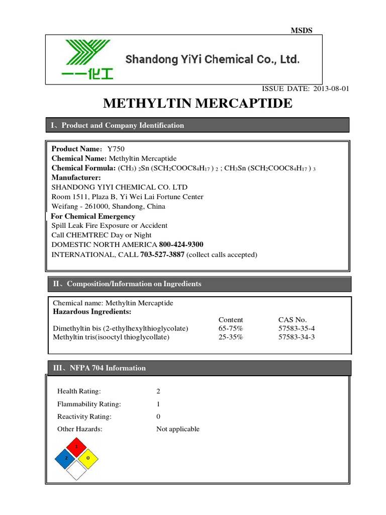 MSDS Y-750 | PDF | Carbon Dioxide | Firefighting