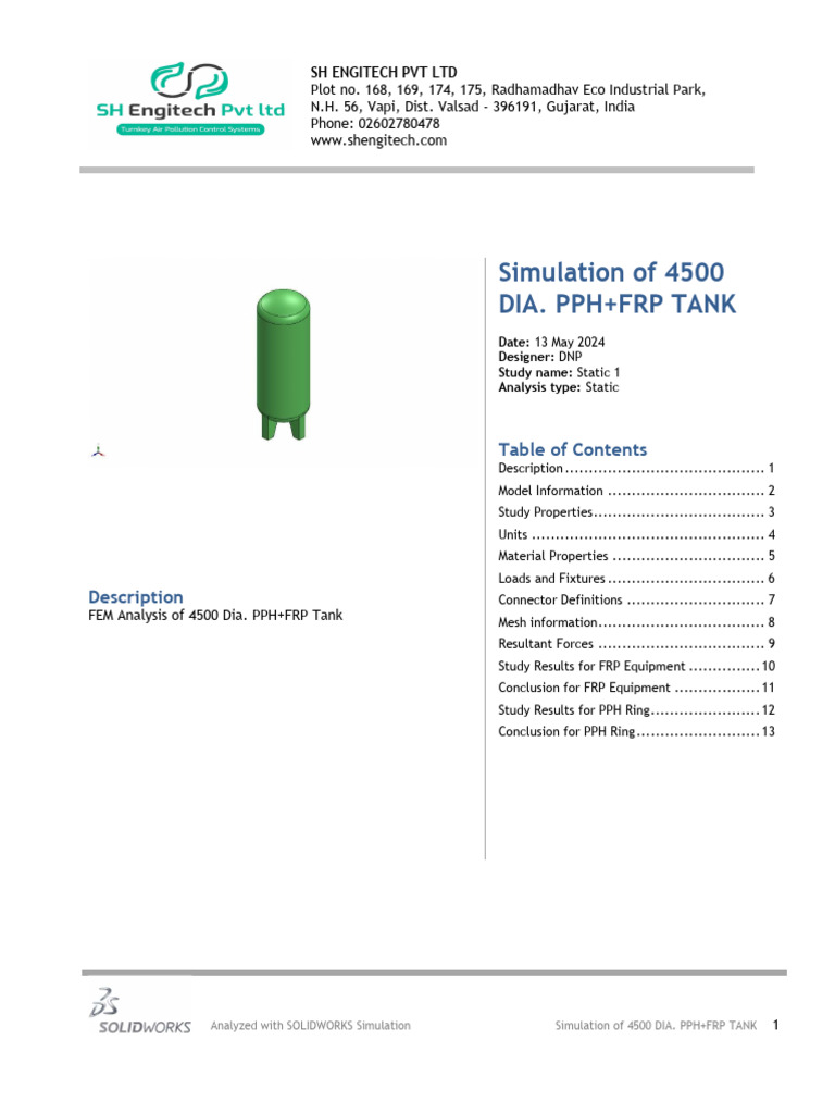 FEM Analysis of 4500 DIA. Tank | PDF | Strength Of Materials | Young's ...