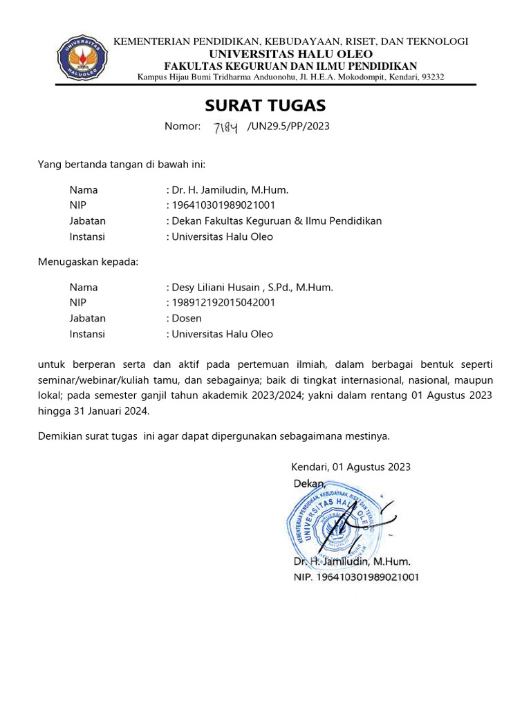 Desy Liliani Husain - Surat Tugas Webinar | PDF | Ilmu Sosial