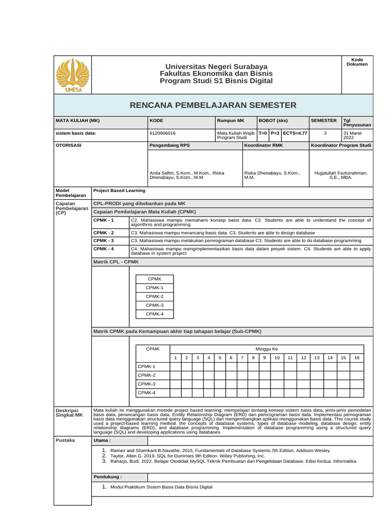 RPS Sistem Basis Data | PDF | Komputer