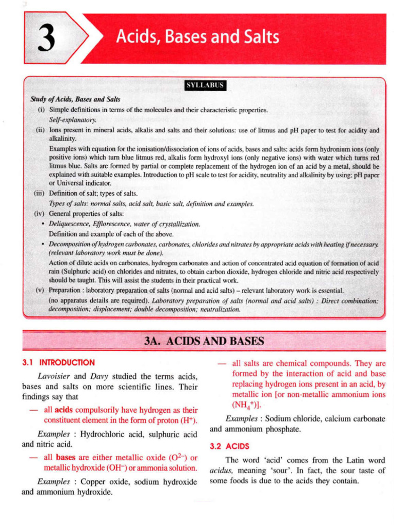 Selina Class 10 Chemistry Chapter 3 Acids Bases And Salts Pdf