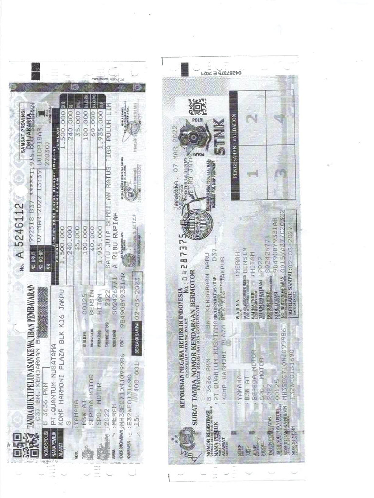 Scan STNK - B 3636 PKN | PDF