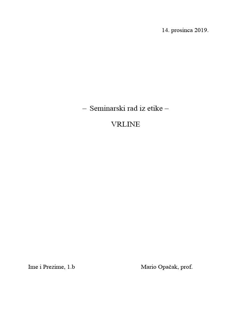 ETIKA - Primjer Seminarskog Rada | PDF