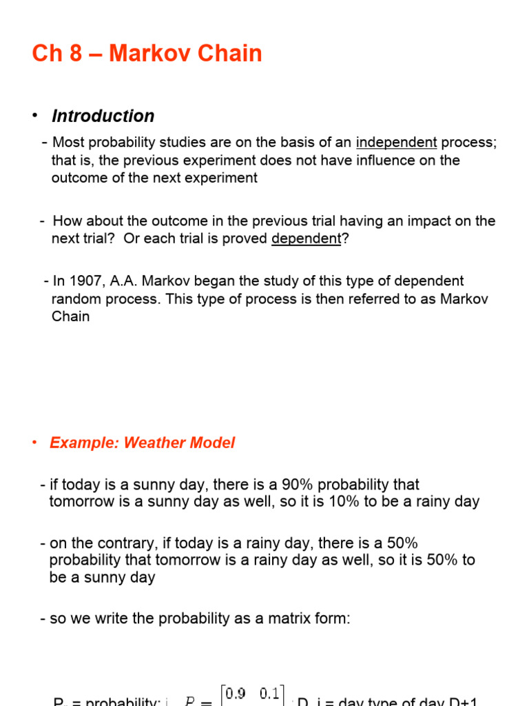 CH 8 Markov Chain | PDF | Matrix (Mathematics) | Markov Chain