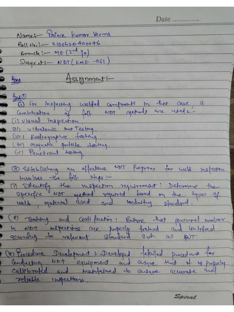 Prince NDT Assignment | PDF
