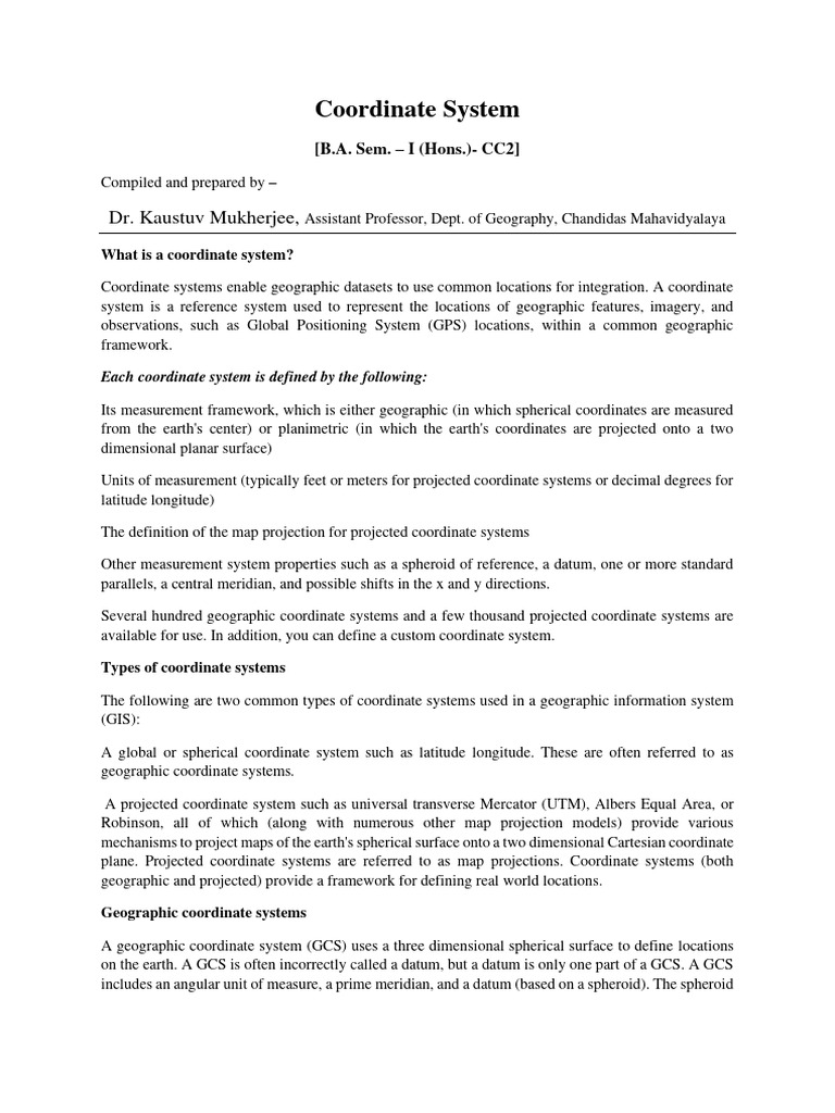 Co-Ordinate System - Sem. - I | PDF | Coordinate System | Geodesy