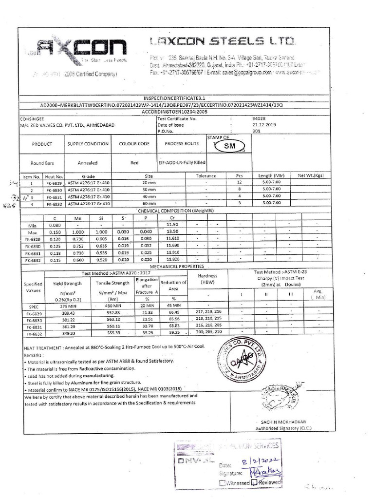 Round Bar A276 Gr410 | PDF