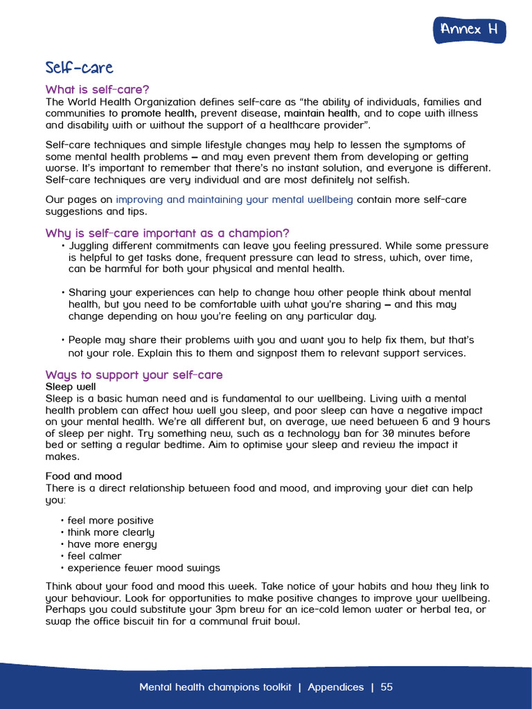 Annex H | PDF | Mental Health | Psychology