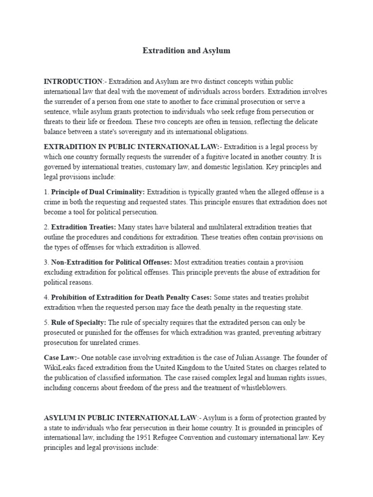 Extradition and Asylum | PDF | Extradition | Refugee