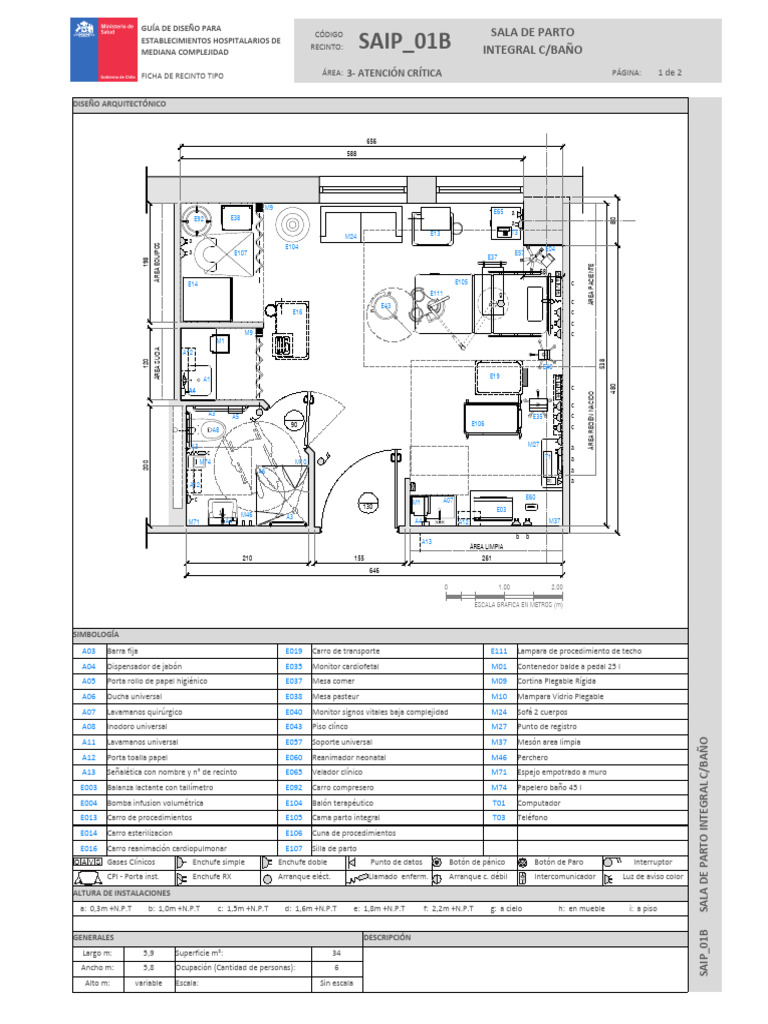 Saip - 01B - Sala de Parto Integral C Baño | PDF | Ventilación (Arquitectura) | Materiales ...