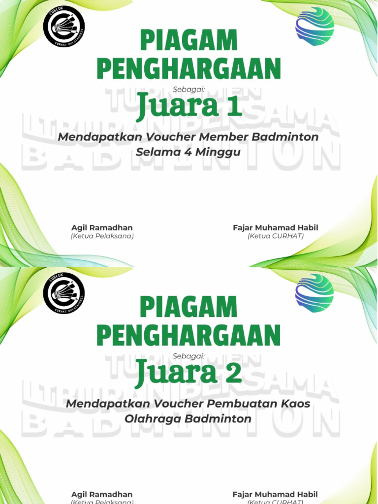 PIAGAM BADMINTON | PDF