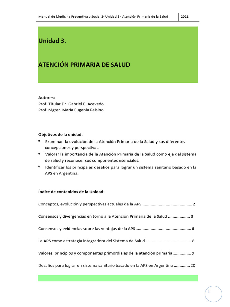 Manual MPyS 2 - Unidad 4 - APS (2021) | PDF | Medicina | Sistema de salud