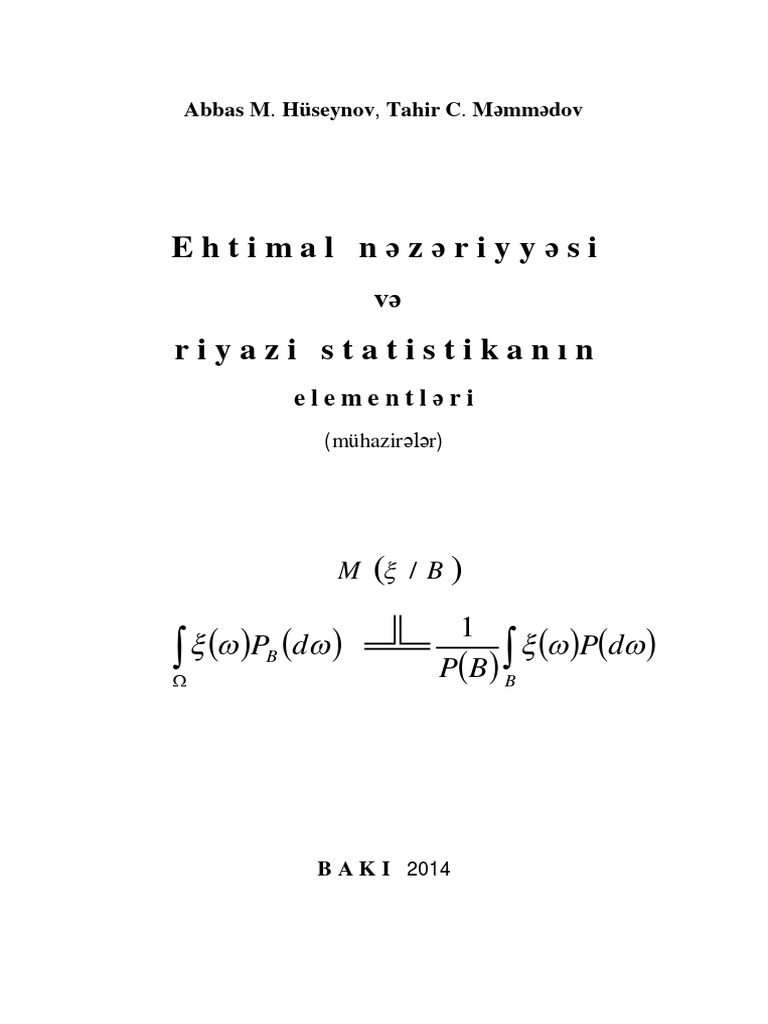 Ehtimal Nəzəriyyəsi VƏ Riyazi Statistikanın Elementləri | PDF