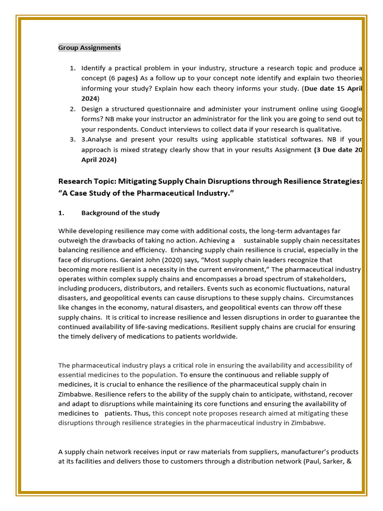 Research Methods - Mitigating Supply Chain Disruptions Through ...