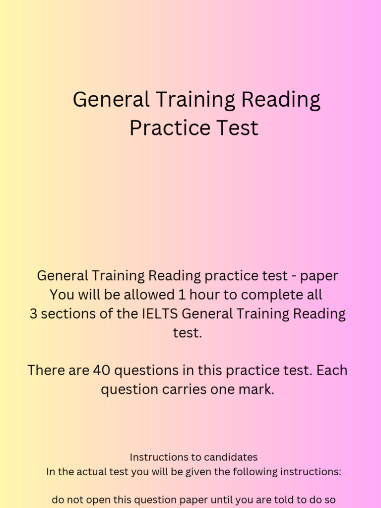 IELTS General Reading Practice Test | PDF | Employment | Overtime
