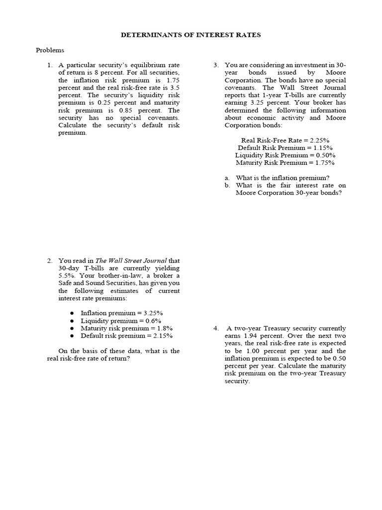 Module 2 - Determinants of Interest Rates - Questions | PDF | Yield ...