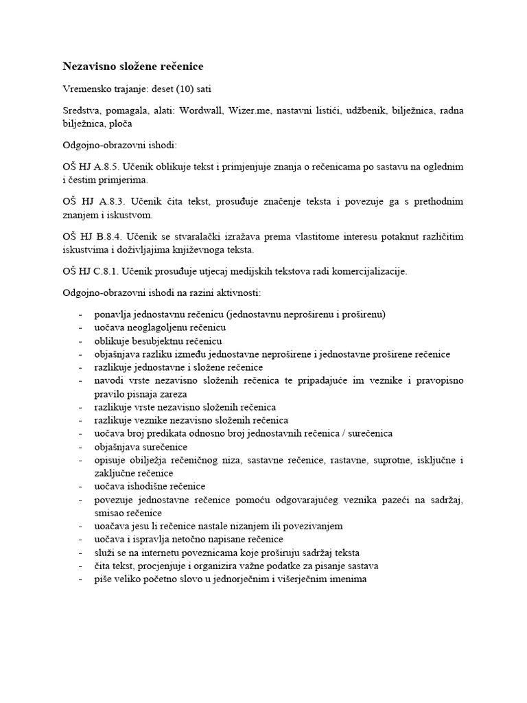 Nezavisno Složene Rečenice | PDF