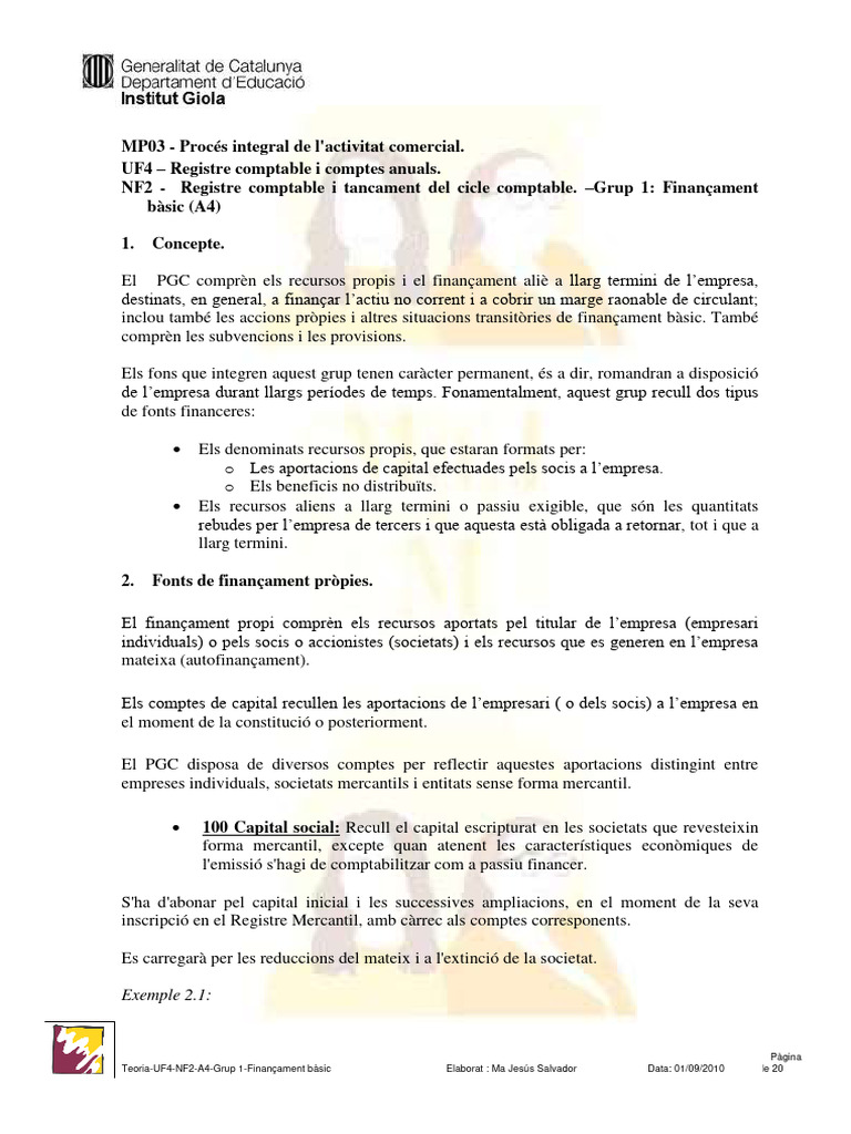 Teoria-UF4-NF2-A4-Grup 1-Finançament Bàsic | PDF