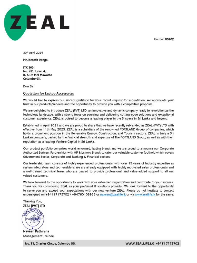 702 - Q - ITX 360 Quotation For Accessories | PDF | Business | Economies