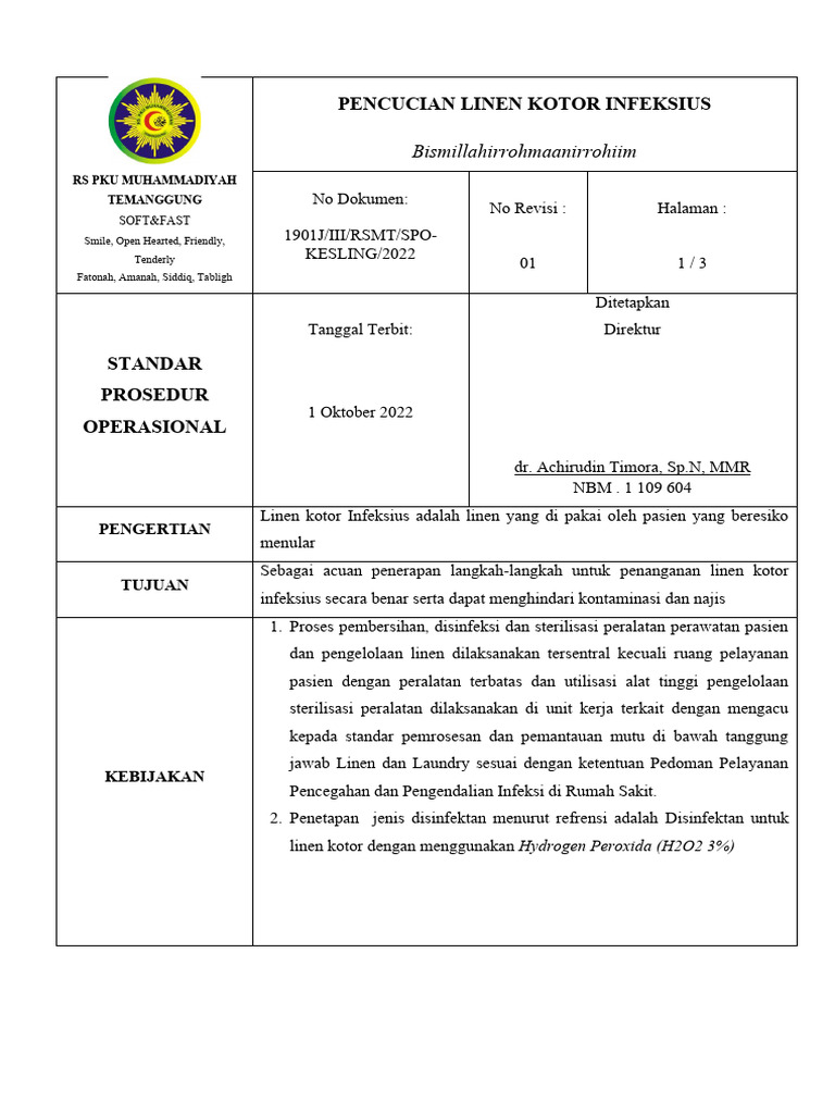 Spo Pencucian Linen Infeksius A4 Print | PDF
