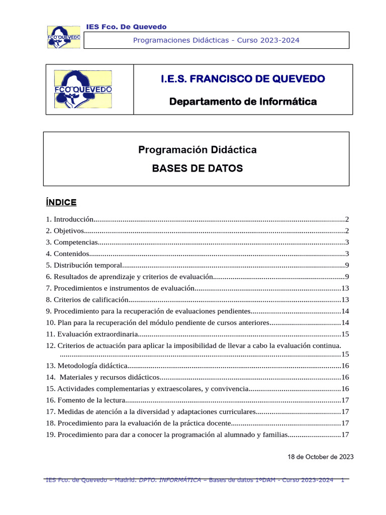 1DAM Bases de Datos23 24 | PDF | Bases de datos | Base de datos relacional